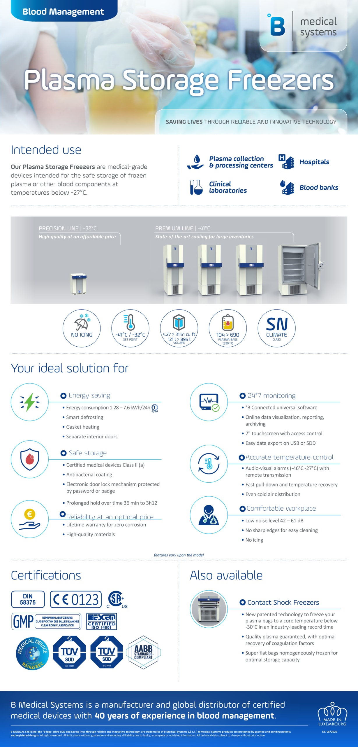 Plasma Storage Freezers Infographic - B Medical Systems (ES)